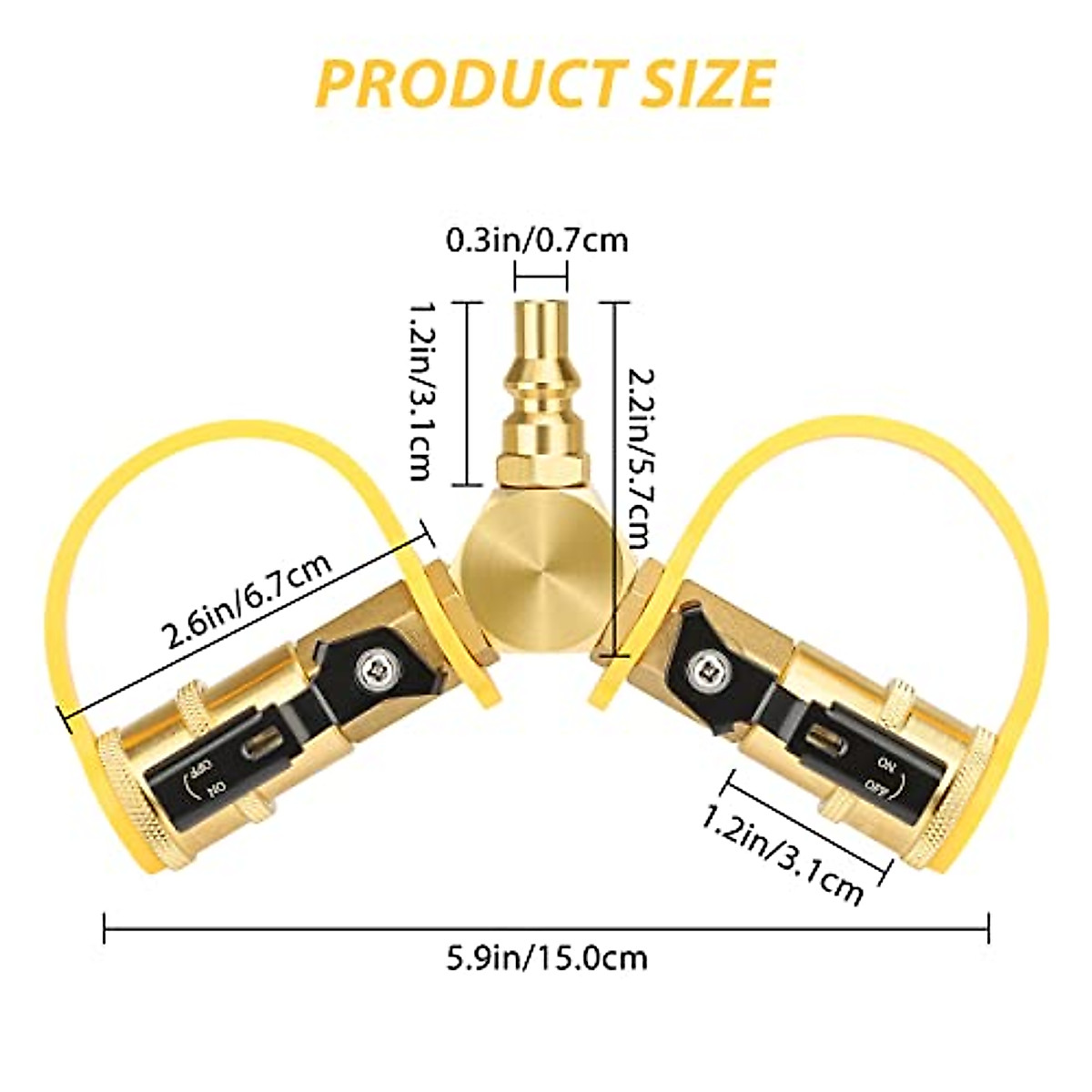 EEEKit 1/4" RV Propane Quick Connect Y Splitter Adapter with Shutoff Valve for RV, Trailer, Quick Connect Propane Hose to Grill, Camper, BBQ, 2 Way 1/4 inch Quick Connect or Disconnect Kit