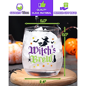 Halloween Witches Wine Glasses 4PCS Hocus Pocus Stemless Glass 12oz Gift Brew Sanderson Sisters Glass Tumbler for Ice Coffee Beer Beverages Funny Party Cup Favors Birthday Wedding Gifts Fall Peresnt