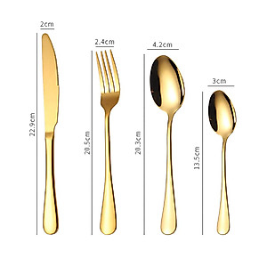 Gold Silverware Set with Box, 24-Piece Stainless Steel Gold Flatware Housewarming Cutlery Gift Set, Kitchen Utensils Knife Fork Spoon Dinnerware Tableware Kit Mirror Finish, Smooth Edge, Service for 6