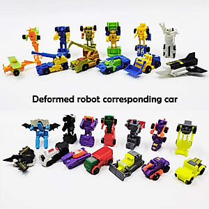 SCKTYZS Morphing Robot Construction Toy Cars Mini Pull Back Vehicles Set of 16 Action Figure Party Supplies Birthday Favors Decorations Kit for Toddlers Kids Boys Prizes Goodie