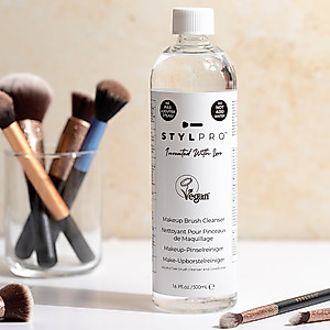 stylPro Stylideas Makeup Brushes Cleaner Solution - Professional Makeup Sponge Liquid Cleanser - Alcohol & Sulphate Free - Deep Clean Greasy Foundation - Gentle Conditioning for Soft Finish - 16.9 oz