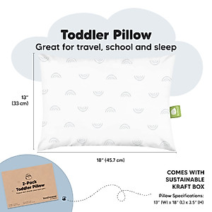 KeaBabies 2-Pack Toddler Pillow and Toddler Pillowcase for 13X18 Pillow - Soft Organic Cotton Toddler Pillows for Sleeping - Organic Toddler Pillow Case for Boy, Kids