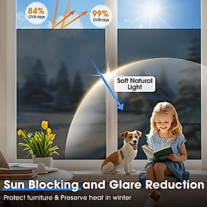 Coavas One Way Privacy Window Film,Reflective Home Glass Mirror Tint See Out Not in,Heat UV Blocking Static Cling for Office Front Door Daytime Privacy Covering, Blue-Silver,17.5x78.7 in