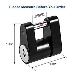 CZC AUTO Black Trailer Hitch Coupler Lock, Dia 1/4 Inch, 3/4 Inch Span for Tow Boat RV Truck Car's Coupler (1 Pack, Black)