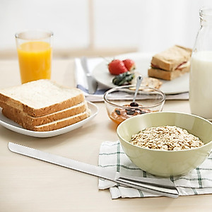 LifHap Serrated Bread Knife, Pastry-Slicer - 10 Inch/24CM Blade,One-Piece Stainless Steel Design,Best Knives for Slicing Bread, Bagels, Cake