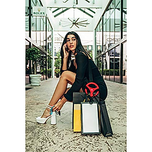 Combigrip Red Grocery Bag Handle Shopping Bag Carrier holds up to 300lbs Hands Free Concept Including Shoulder Strap For Safe Carrying with Dual Hooks and Comfortable Grip