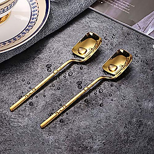 Coffee Spoons, 5.6 Inches Espresso Spoons, 18/10 Stainless Steel Demitasse Spoons Tiny Spoon Small Spoons Gold Teaspoons Espresso Spoons Mini Spoons for Tasting, Sugar, Tea, Ice Cream, Set of 6