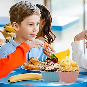 Silicone Cupcake Liners for Baking, 56Pcs Multicolor Reusable Non-Stick Silicone Lunch Box Dividers -3 Shapes Silicone Muffin Cups Bento Lunch Box Dividers - Non-Toxic, BPA Free, Dishwasher Safe