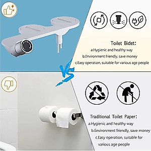 EOLTMESS Bidet Toilet Seat Attachment with Non-Electric Dual Nozzle, Self Cleaning Dual Nozzle Hygienic Toilet Bidet, Pressure Adjustable Water Pressure(15/16)