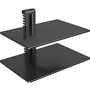 PERLESMITH Floating AV Shelf Double Wall Mount TV Shelf - Holds up to 17.6lbs - DVD DVR Component Shelf - Perfect for Xbox, Projector, WiFi Router, Game Console and Cable Box, PSDSK2
