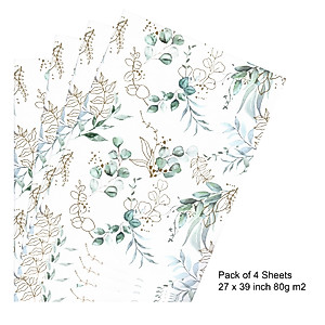 arkamii Premium Wrapping Paper Set of 4 Sheets Size 34 x 25 inch for wedding Communion eucalyptus Mother's Day (18-9253)