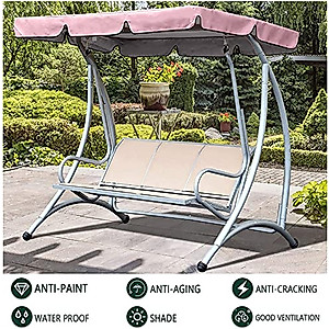 KFJZGZZ Garden Swing Replacement Canopy Cover,Replacement Canopy for Swing Seats,Patio Hammock Cover Top Waterproof Anti-UV Canopy Swing Covers 210D(Only Canopy Cover)
