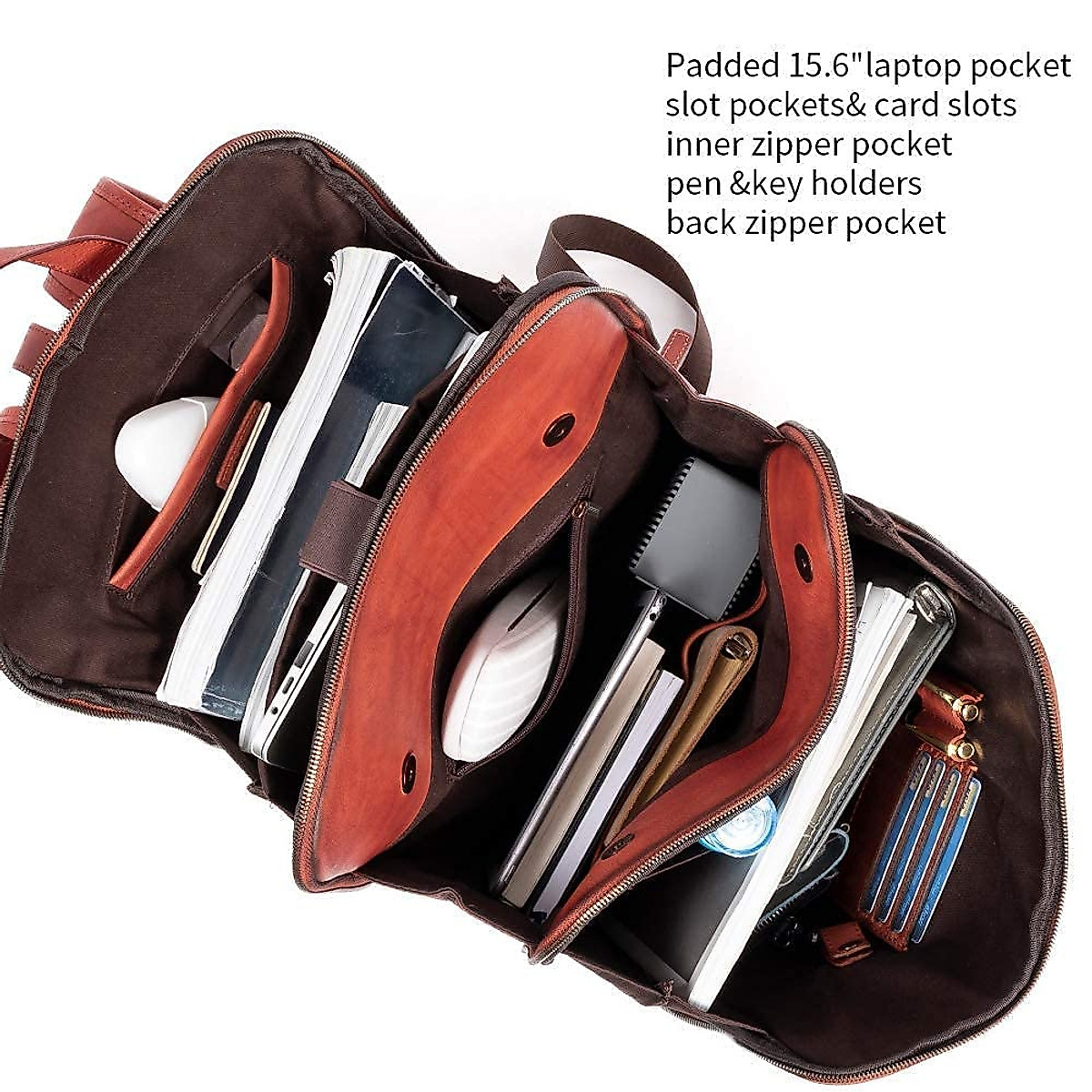 CLUCI Womens Backpack Purse Vegetable Tanned Full Grain Leather bundles with Small Wallets