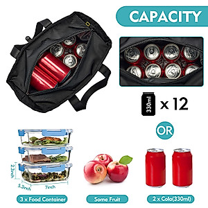 Lunch Box for Women/Men - Large/Small Insulated Leak Proof Lunch Bag for work Reusable Lunch Tote Bag for Kids Girls L Black