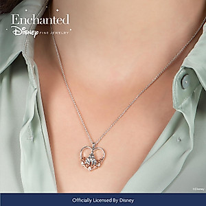 Jewelili Enchanted Disney Fine Jewelry Majestic Princess Castle Necklace Pendant in 14K Rose Gold Over Sterling Silver