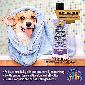 Bodhi Dog Organic Lavender Oatmeal Dog Shampoo and Conditioner | Hypoallergenic Conditioning Deodorizing Formula for Dogs Cats & Pets | Treatment Wash Soothes Dry Itchy Skin Allergy Relief (8 Fl Oz)
