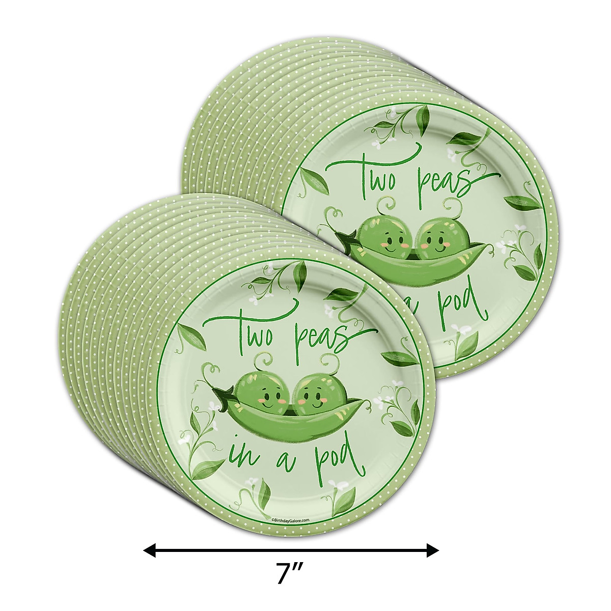 Birthday Galore Two Peas in a Pod Twins Baby Shower Party Tableware Set Includes Plates Napkins | Kit for 24