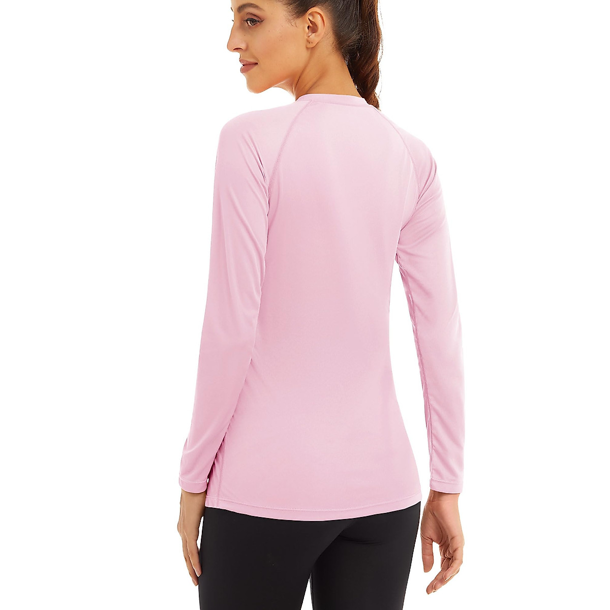 MAGCOMSEN Running Shirts Performance T Shirts Athletic Shirts Tank Top Gym Shirts Women Long Sleeve Shirts Casual Womens UV Protection Shirts Light Pink