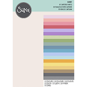 Sizzix, 80 Pack, Surfacez-Cardstock, 8 1/4" x 11 3/4", 20 Assorted Colors, 80 Sheets, 663007, 29.7 x 20 x 2.29cm, Bold