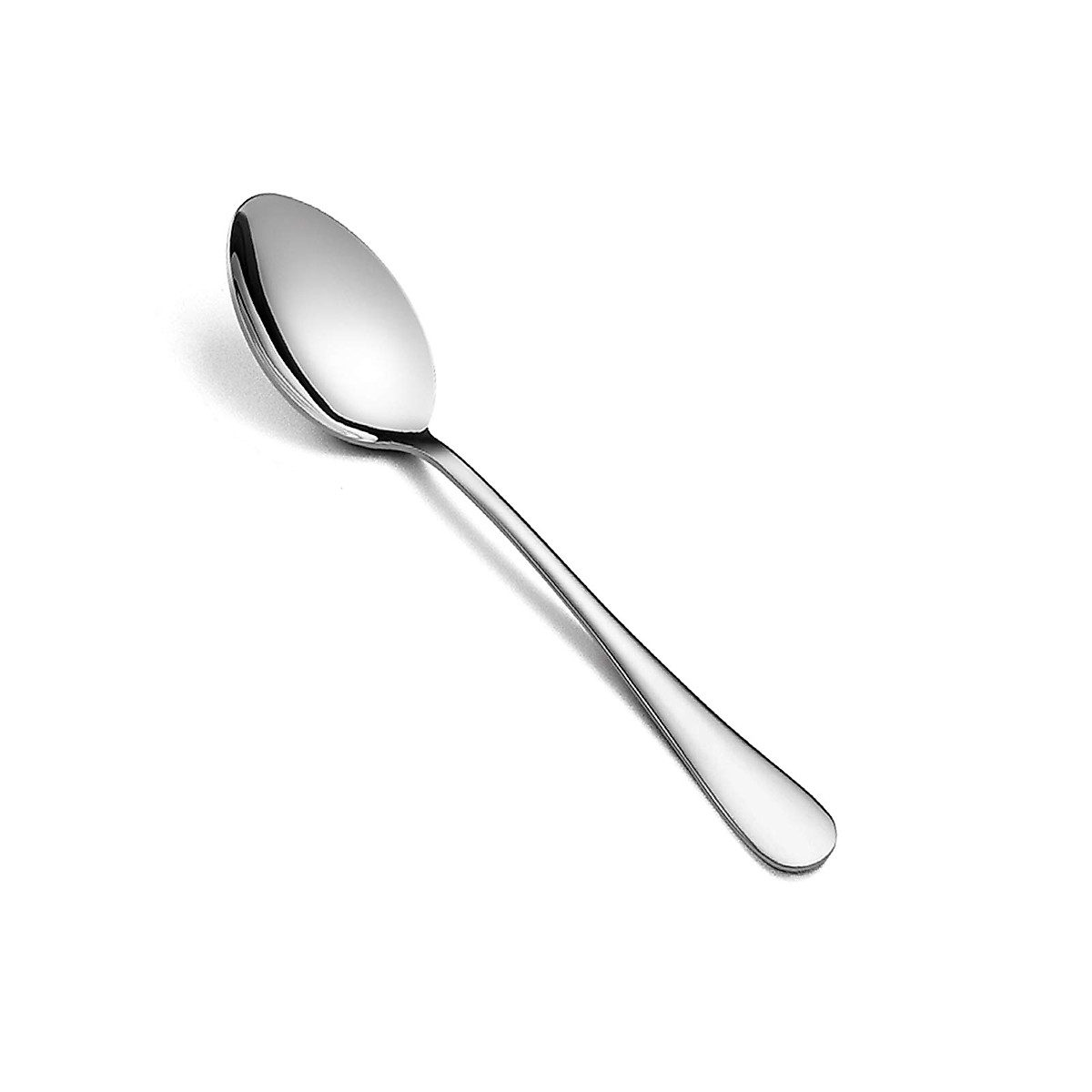 E-far Stainless Steel Teaspoons Set of 12, Modern Silverware Flatware Dessert Spoons for Home, Kitchen, Restaurant, Round Edge & Mirror Polished, Dishwasher Safe - 6.7 Inches