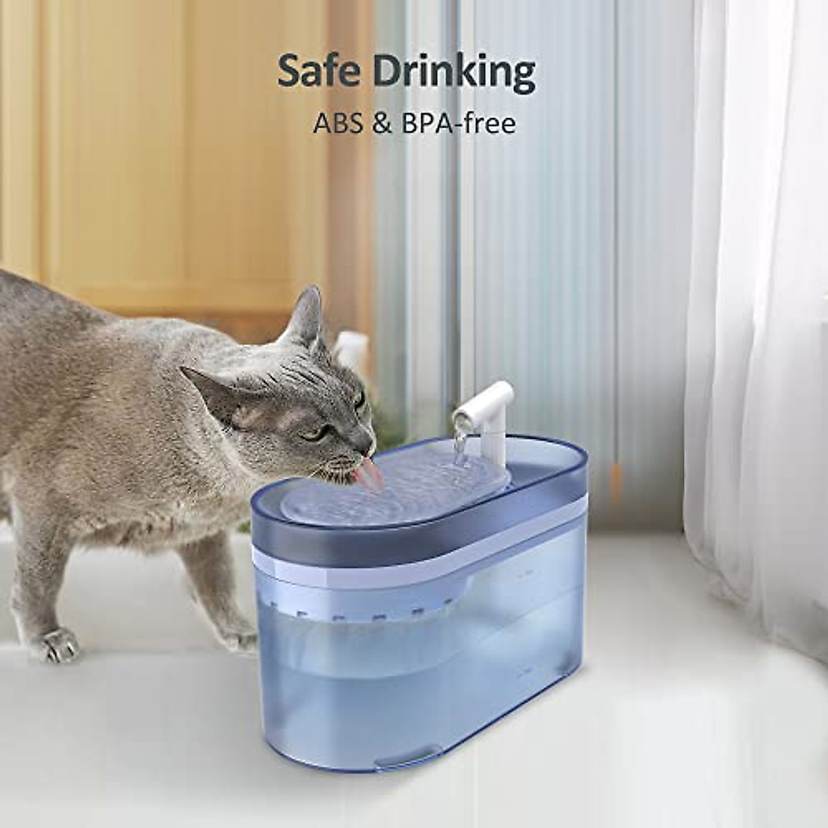 Petory Cat Water Fountain - Pet Water Fountain for Cats Inside, 84Oz/2.5L Automatic Cat Water Dispenser with 2 Replacement Filters