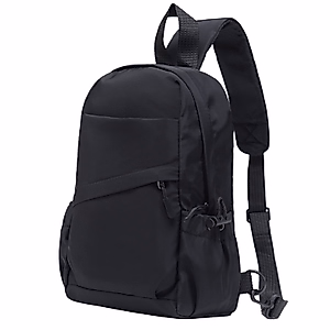 Small Crossbody Sling Backpack Sling Bag, Chest Bag Daypack Cross Body Bag Fanny Pack for Outdoors Traveling Hiking - Black