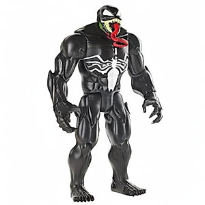 Spider-Man Maximum Venom Titan Hero Venom Action Figure, Inspired by The Marvel Universe, Blast Gear-Compatible Back Port, Ages 4 and Up, Black