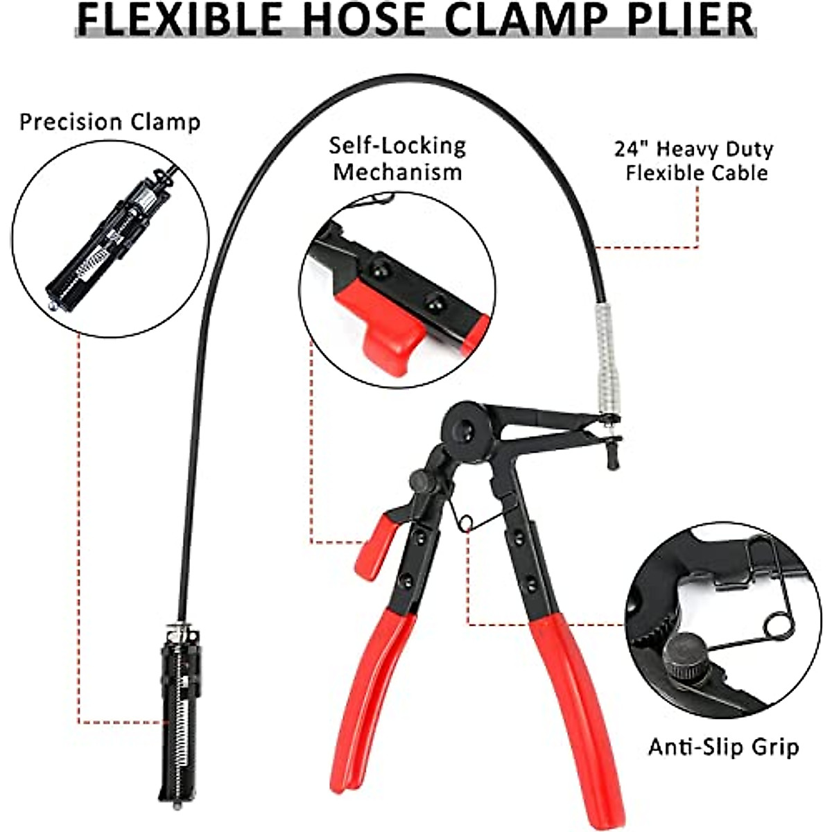 8MILELAKE Hose Clamp Tool Plier 24 Inches Wire Long Reach Compatible for Car Truck Fuel Oil Water Pipe Repair Tool