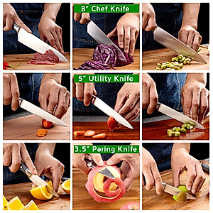 WELLSTAR Pro-Grade 3-Piece Chef Knife Set - Razor-Sharp High-Carbon Steel for Culinary Mastery at Home or Pro Kitchens