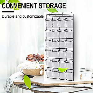 TOPUUTP Over The Door Shoes Organizers With 24 Mesh Large Pockets Hanger Storage Organizer Bag For Bedroom Clear Fabric Shoes Behind Door Shoes Hang Holder Rack for Closet Entryway (white)