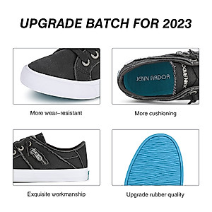 JENN ARDOR Women's Fashion Slip on Sneakers Tennis Shoes Non Slip Casual Canvas Shoes for Women Comfortable Walking Shoes Low Top Sneakers Flats with Zipper