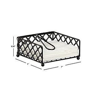 Lattice Collection Flat Napkin Holder (Black), By Home Basics, With Weighted Pivoting Arm | Large Napkin Holder/Napkin Holders For Kitchen