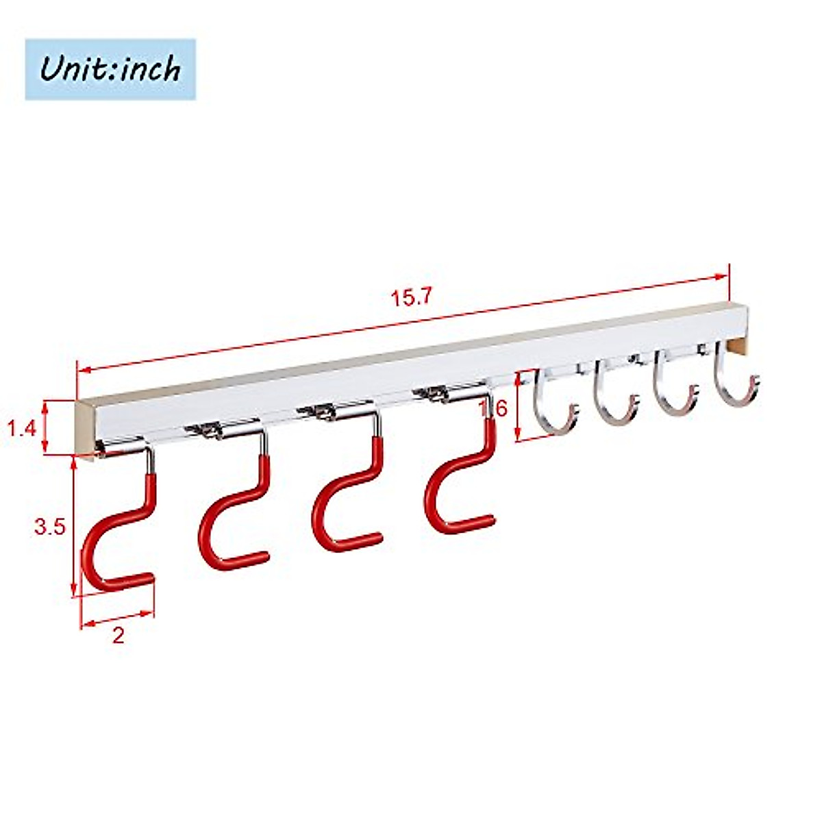 Cavoli Mop and Broom Organizer Wall Mounted, 4 Adjustable Holder and 3 Hooks,Storage Solutions for Broom Holders, Metal and Easy Clean