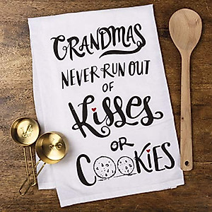 Primitives by Kathy 33208 LOL Made You Smile Dish Towel, 28" x 28", Never Run Out of Kisses or Cookies
