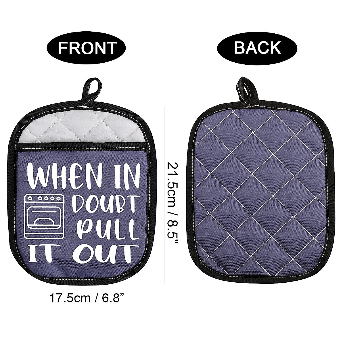 Funny Oven Pads Pot Holder with Pocket for Baker When in Doubt Pull It Out Baking Gift (Pull It Out)