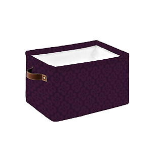 Storage Basket Floral Pattern Large Foldable Storage Bins with Handles Vintage Purple Waterproof Fabric Laundry Baskets for Organizing Shelves Closet Toy Gifts Bedroom Home Decor