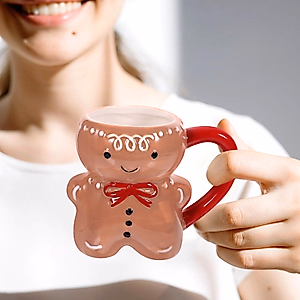 Amosfun Gingerbread , Ceramic Christmas Coffee Cup Christmas Character Mugs Xmas Party Tea Cup Novelty Drinking Cup for Hot Chocolate Cocoa Mugs