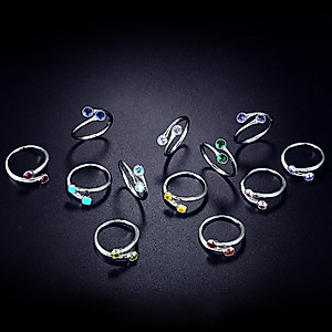 EAMTI Wrap Adjustable 925 Sterling Silver Garnet Cubic Zirconia January Birthstone Wedding Engagement Ring