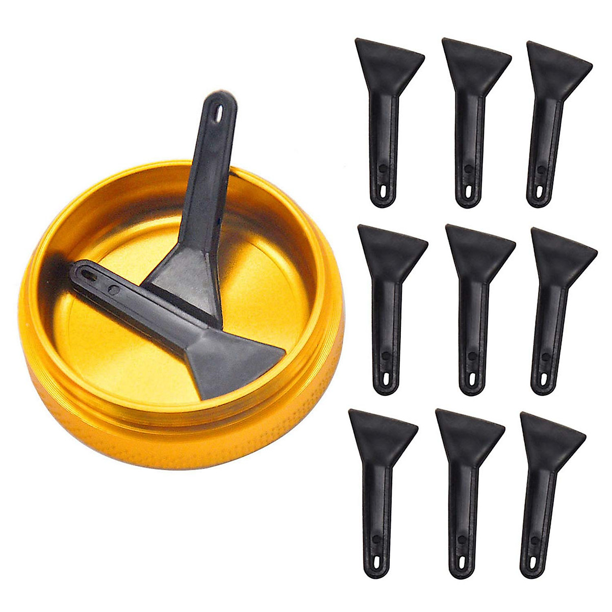 WAXKRI Black Scrapers Brushes and Spoons Kit for Herb Grinder 8 Pcs Scrapers 6 Pcs 3 Types of Brushes 2 Pcs Spoons and A Storage Box