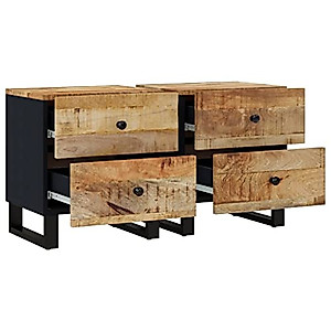 YAFF 2 Pcs Rustic Wood Side Cabinet, 2-Tier Bedside Cabinet with 2 Drawers & Metal Legs, Small Night Stand End Table Dresser Bedside Furniture for Bedroom, Nursery, Small Space,15.7"x13"x18.1"-Natural