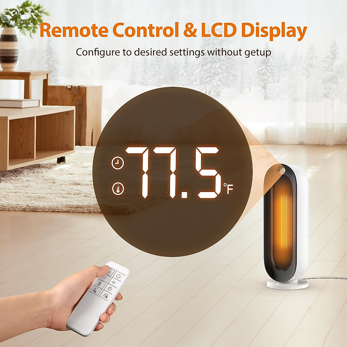 Electric Space Heater for Indoor Use – Ilake 90° Oscillating Space Heater with Remote & Thermostat, Digital Display,12H Timer, 1500W Energy Efficient, Small Space Heater for Office Home Basement Gift