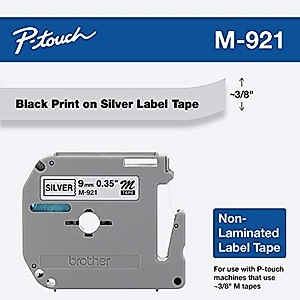 Brother M-921 Black Print on Silver 3/8-Inch M Tape