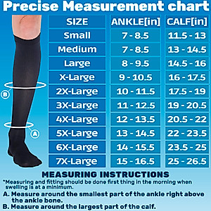 Made in USA - Wide Calf Compression Knee High for Women and Men 20-30mmHg - Plus Size Compression Socks for Swelling, Arthritis, Post Surgery, Blood Clots - Black, 3X-Large - A105BL6