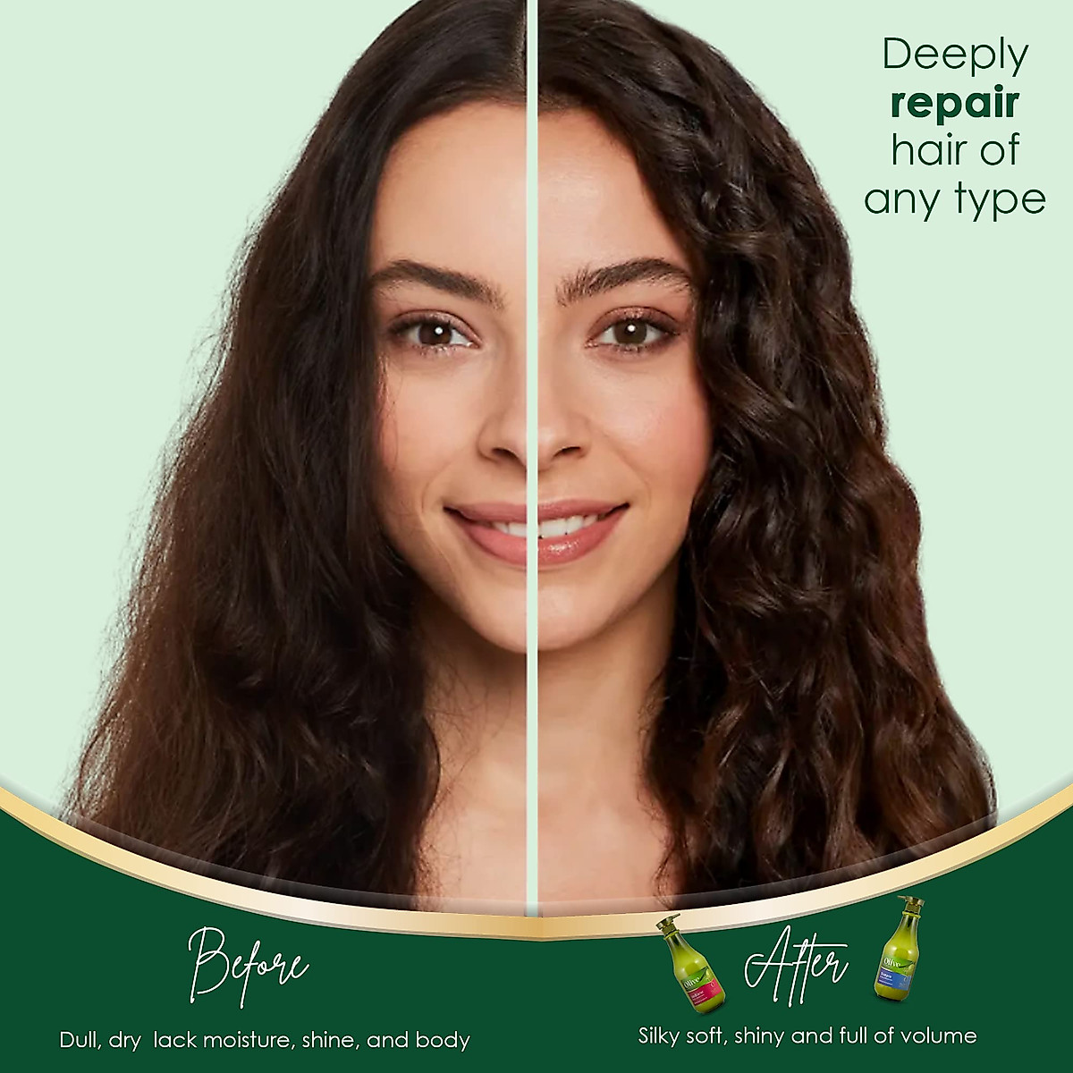 Frulatte Pure Olive Oil Clarifying Shampoo and Conditioner Set - Creamy Hydration Formula Enriched with Shea and Argan Oil for Dry, Damaged & Frizzy Hair Repair - Hair Growth Products for Women & Men