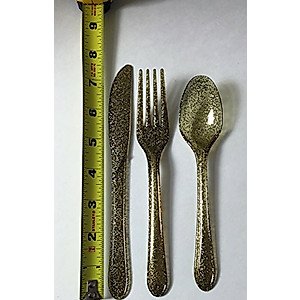 Creative Converting 24-Piece Premium Plastic Assorted Cutlery, Glitz Gold Glitter - 019805