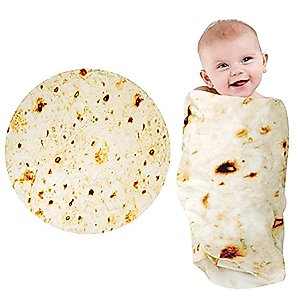 Tortilla Swaddle Blanket Throw Taco Blanket for Newborn Toddler Dog Cat,285 GSM Soft Flannel Wearable Wrap Blanket Funny Gift for Baby Shower
