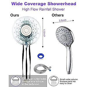 Led Shower Head with Handheld, BBtang 5''Detachable Shower Head with Hose 7 Color Changing Light SPA Spray Showerhead, High Pressure Water Saving Shower Heads Built-in 60 Inch Long Hose