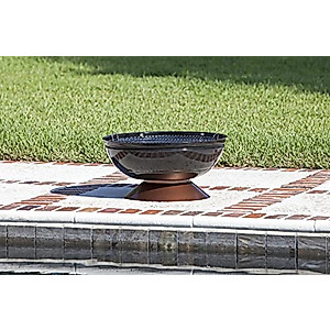Fire Sense 62242 Fire Pit Degano Round Wood Burning Lightweight Portable Outdoor Firepit Backyard Fireplace Also Included Wood & Cooking Grate - Black Copper - 26"