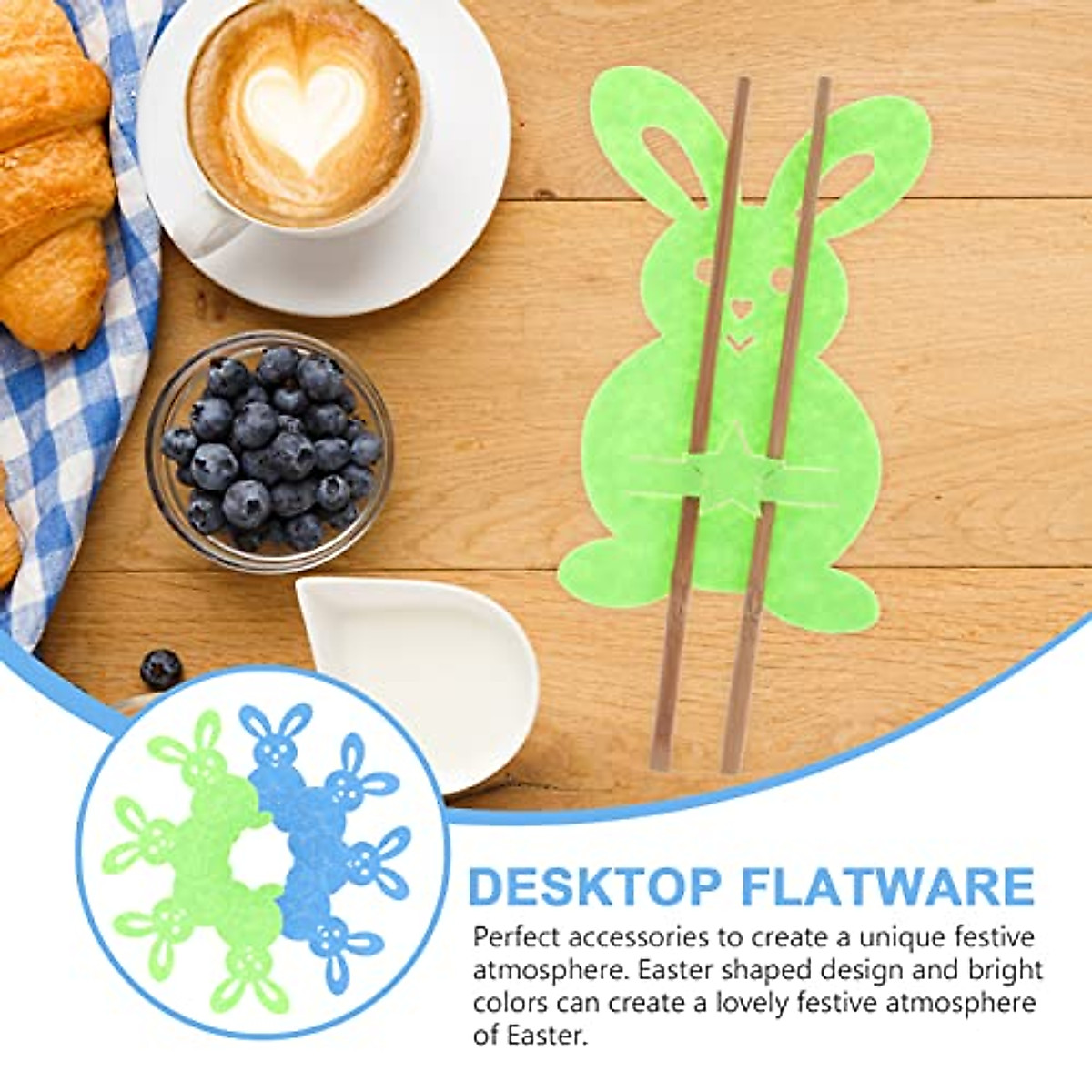 ABOOFAN Easter Bunny Silverware Holders 8pcs Rabbit Shaped Cutlery Bag Flatware Pouch Knife Fork Spoon Sleeve Easter Table Decoration for Easter Wedding Birthday Spring Party