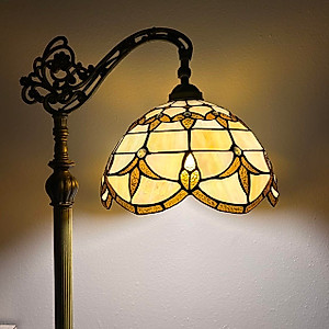 enjoy decor lamps Tiffany Floor Lamp Gold Stained Glass Baroque Style Lavender Arched Lamp Gooseneck Adjustable for Living Room Bedroom 20" W*12" D*63" H